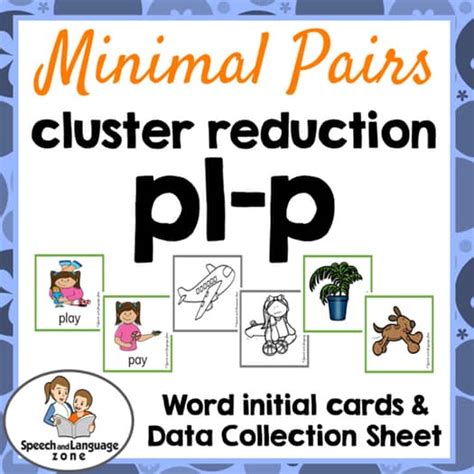 Minimal Pairs Cluster Reduction Pl P Speech Therapy Tpt
