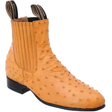 Botines Charros De Avestruz Original Color Mantequilla Wd Parahombreusa