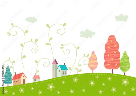 마을 배경 풍경 Stock 벡터 Adobe Stock