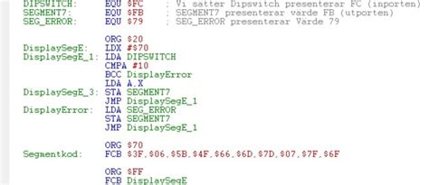 Assembler Programmering 7 Segment Display ProgrammeringÖvriga