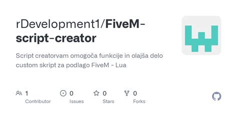 GitHub rDevelopment FiveM script creator Script creatorvam omogoča funkcije in olajša delo