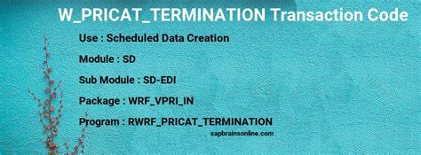 W Pricat Termination Sap Tcode For Scheduled Data Creation