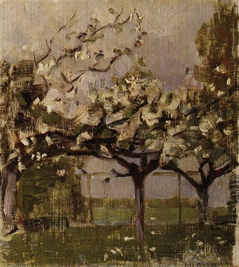 Piet Mondriaan Blossoming Trees Before A Haystack