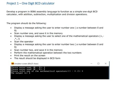 Solved Project 1 One Digit Bcd Calculator Develop A