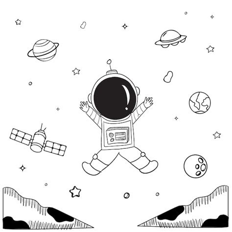 Premium Vector Astronaut In Flat Cartoon Style Hand Drawn Vector