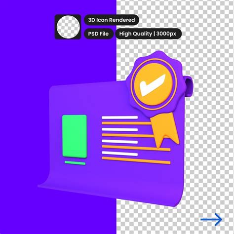 Psd Ilustração 3d De Certificado Psd Premium