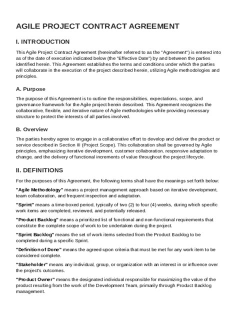 Agile Project Contract Template Fill Out And Sign Online Dochub