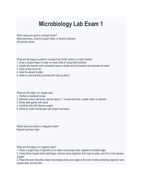 Microbiology Lab Exam 1 Browsegrades