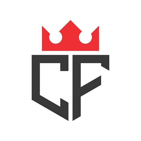 Cf 크라운 로고 글자 크라운 온 글자 Cf 로고 디자인 템플릿 프리미엄 벡터