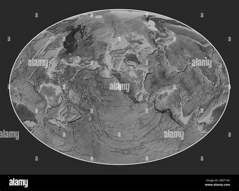 Juan De Fuca Tectonic Plate On The Grayscale Elevation Map In The Fahey Oblique Projection