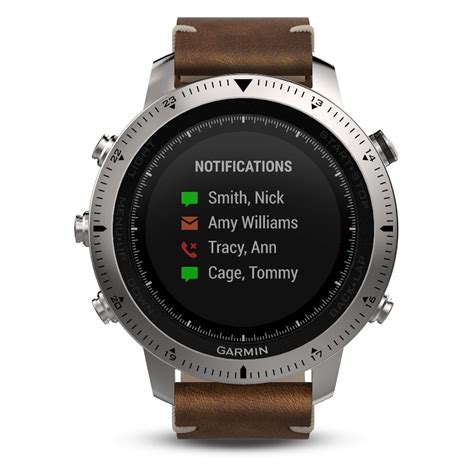 Garmin fēnix® Chronos Smartwatch 49mm Stainless Steel with Leather Band ...