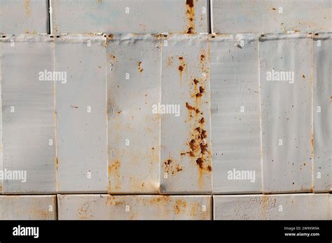 Steel Sheets Patchwork Painted Gray With Rust Spots Closeup Full Frame