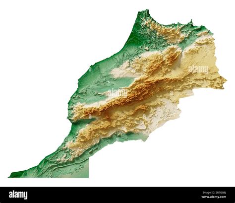 Morocco Detailed 3d Rendering Of A Shaded Relief Map With Rivers And