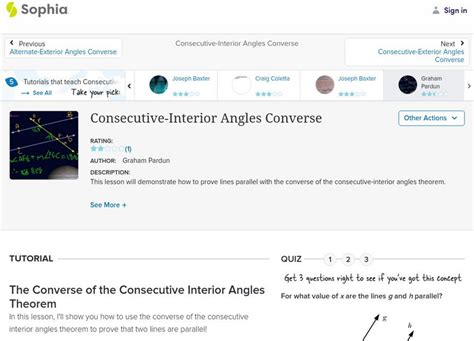 sophia consecutive interior angles converse instructional video for