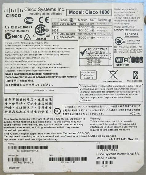 Cisco 1801 K9 1800 Series 8x 10 100mbps Ports Isr Integrated Services Router