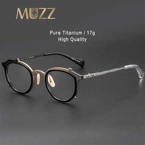 Muzz Mens Full Rim Round Hand Crafted Titanium Acetate Frame