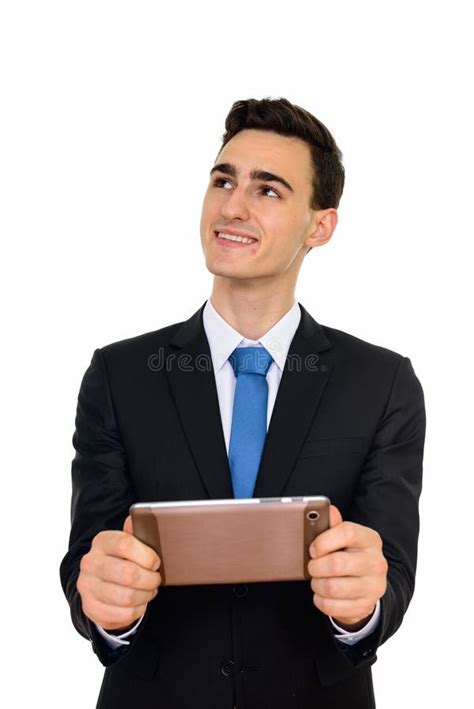 Retrato De Feliz Joven Y Apuesto Hombre De Negocios Con Traje Imagen De