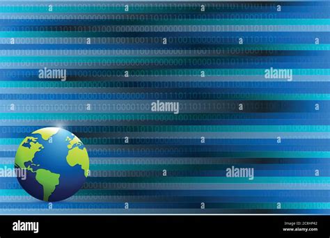 business globe illustration design over a binary background stock