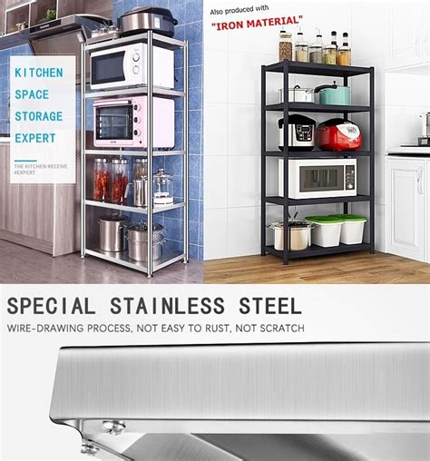 Rak Alat Dapur Microwave Stainless Dan Besi Dekorasi Kamar Kecil