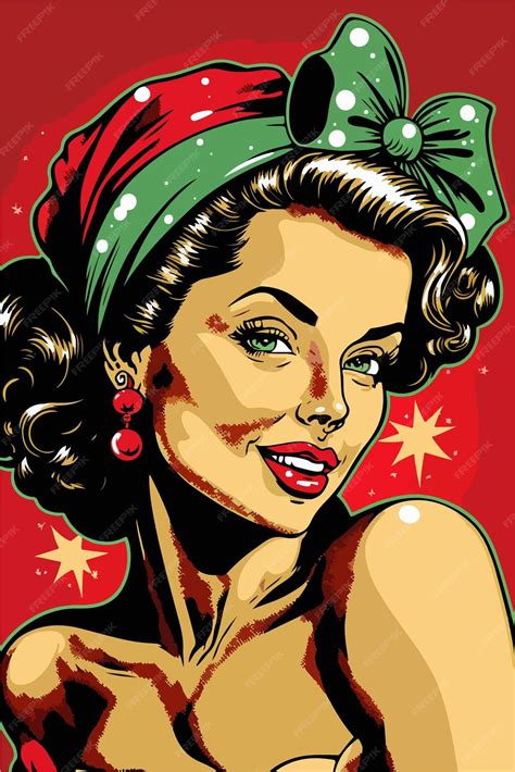 Premium Vector Sexy Pop Art Santa Girl Pin Up Santa Girlvector