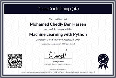 Chedly Ben Hassen On Linkedin Machinelearning Python Datascience Freecodecamp Certification