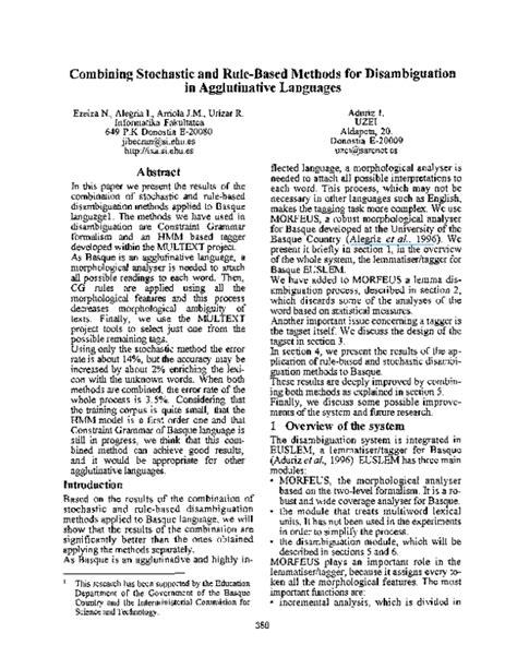 Pdf Combining Stochastic And Rule Based Methods For Disambiguation In