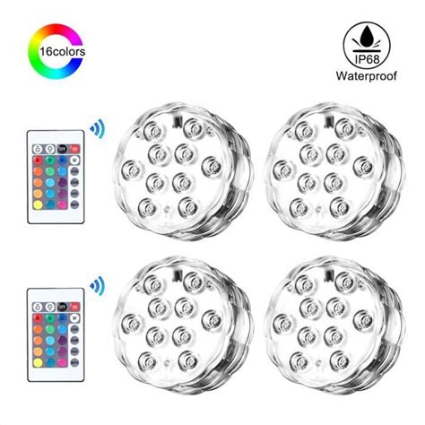 Swt 4 X Lumières Ledlumière Sous Marine Submersible Dampoule Led Rvb