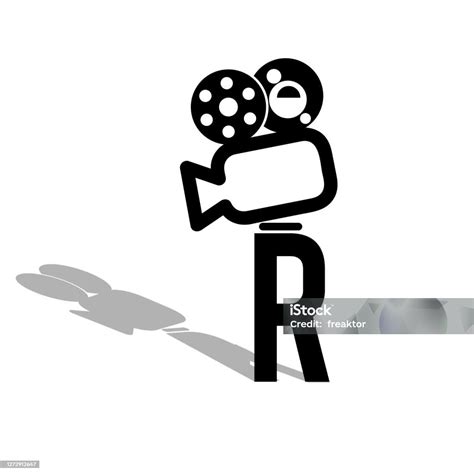 레터 R 영화 제작 시네마토그래피 로고 디자인 벡터 일러스트와 결합된 카메라 심볼 감독에 대한 스톡 벡터 아트 및 기타 이미지
