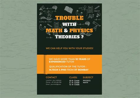 Entry 82 By Muhammadshafin96 For A Flyer For Maths And Physics Tutions For Classes 10 11 And