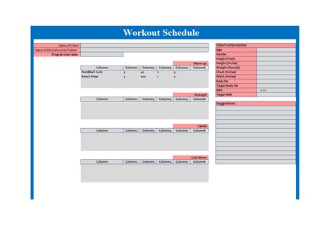 Bodybuilding Excel Templates Workout Routine Excel Template New