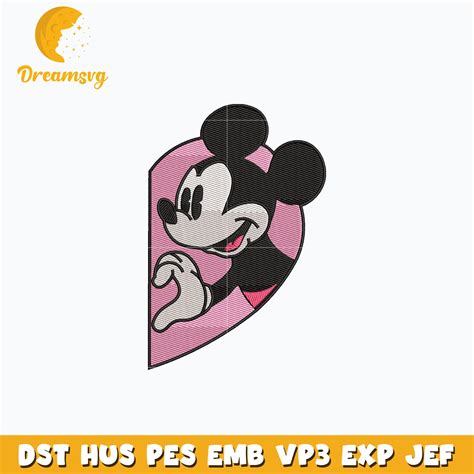 Mickey Half Love Embroidery Dreamsvg Store