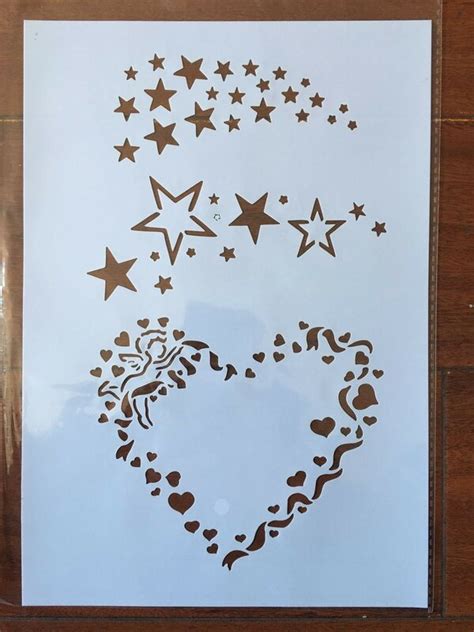 하트 오각형 Diy 스텐실 A4 2921cm 벽화 스크랩북 색칠 엠보싱 앨범 장식 종이 카드 템플릿 수정 용품