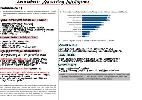 Lernzettel Marketing Intelligence Lern Zettel Marketing