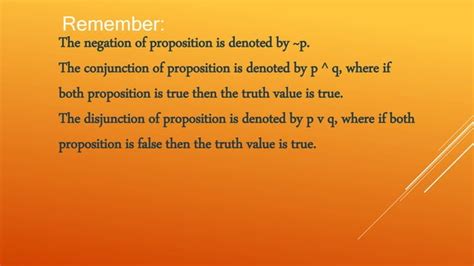 Logic Lesson Truth Table Negation Conjunction Dis Junction