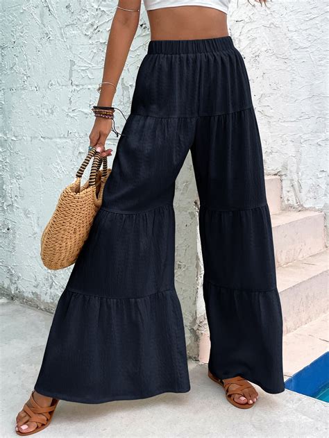 Ruffle Hem Wide Leg Pants Shein Usa