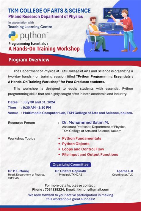 Python Programming Essentials A Hands On Training Workshop Tkm