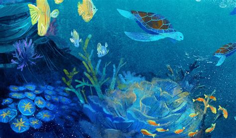 Blue Ocean On Behance Ocean Illustration Illustration Art