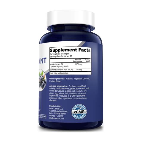 Black Currant Seed Oil Mg With Gla Soft Gels Non Gmo And Gluten Free