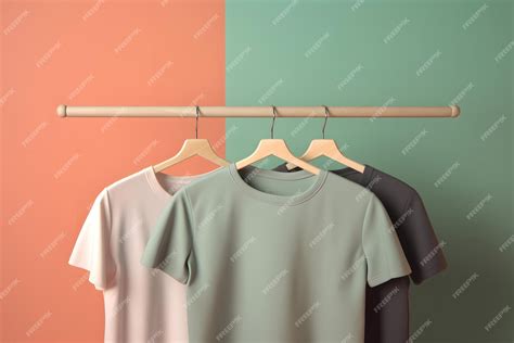 Premium Ai Image Hangers With Blank Monocolor Tshirts On Orange And