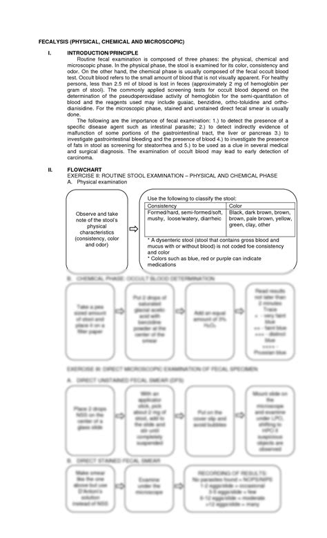 Solution Fecalysis Physical Chemical And Microscopic Study Notes