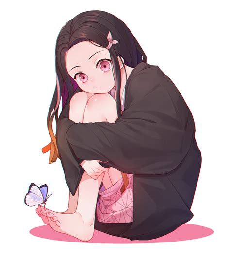 Black Hair Kimetsu No Yaiba Frontal View Long Hair Multi Colored