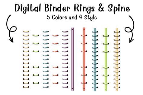 Digital Binder Rings Set 5 Colors Graphic By Atelierjaru · Creative Fabrica