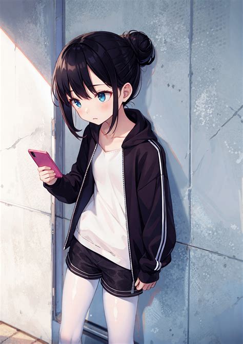Download Wallpaper 2400x3392 Girl Phone Shorts Anime Art Hd Background