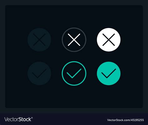 Close And Confirm Button States Ui Elements Kit Vector Image