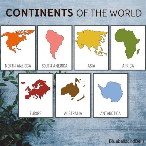 Continents Flash Cards And World Map Montessori Printable For