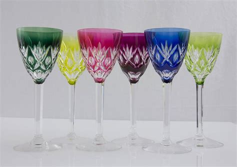 Six Val St Lambert Tall Stemmed Colored Wine Glasses At 1stdibs Val