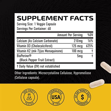 Vitamin D3 K2 5000 Iu Immune System And Bone Support 125mcg D3