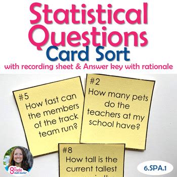 Statistical Questions Task Card Card Sort Activity By 8th Grade Math