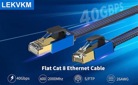 Lekvkm Cat 8 Ethernet Cable 100 Ft High Speed Long Internet Cable Nylon