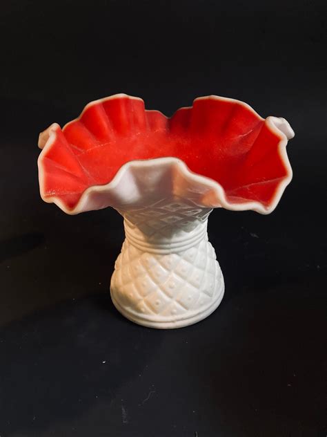 Fenton Art Glass In Ruffled Hobnail Vaseline Uranium Etc Etsy